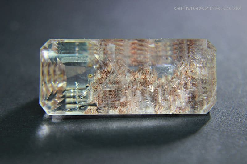 Quartz with Sagenitic Clay Lodolite inclusions faceted Madagascar