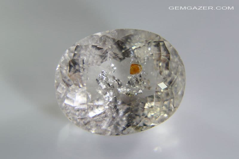 Topaz with Microlite inclusion colourless faceted Pakistan 4 37 carats
