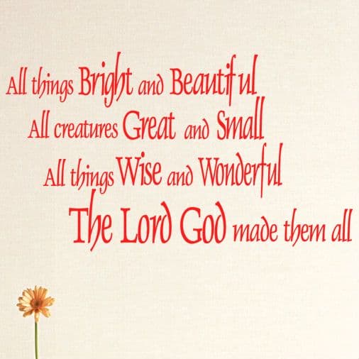 All Things Bright And Beautiful Wall Art Poem