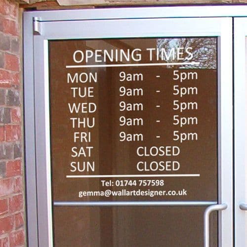 Opening Times Window Stickers