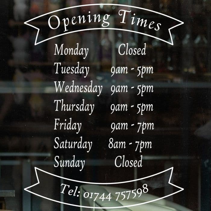 Vinyl Opening Hours Banner Design