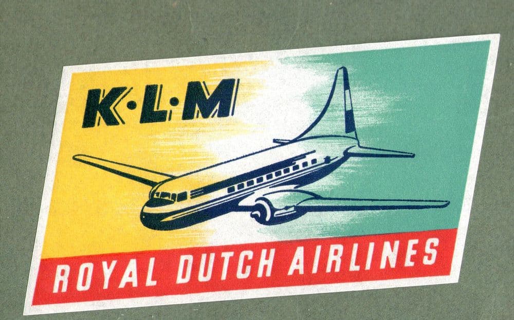 Airline luggage label Baggage Label K L M Dutch airlines 602