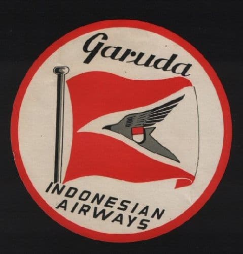 Airline luggage label Garuda Airline Indonesia rare 410