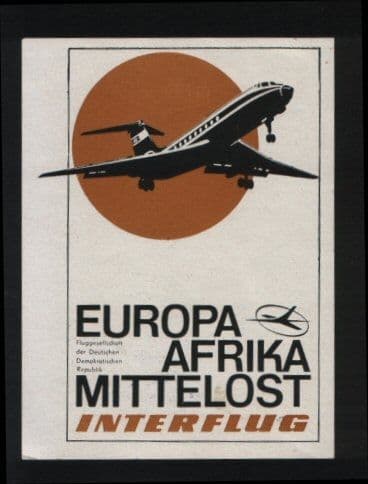 Airline luggage label Interflug rare 401
