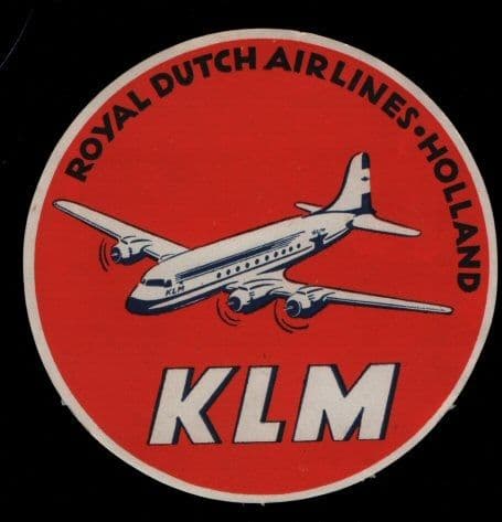 Airline luggage label KLM rare 406