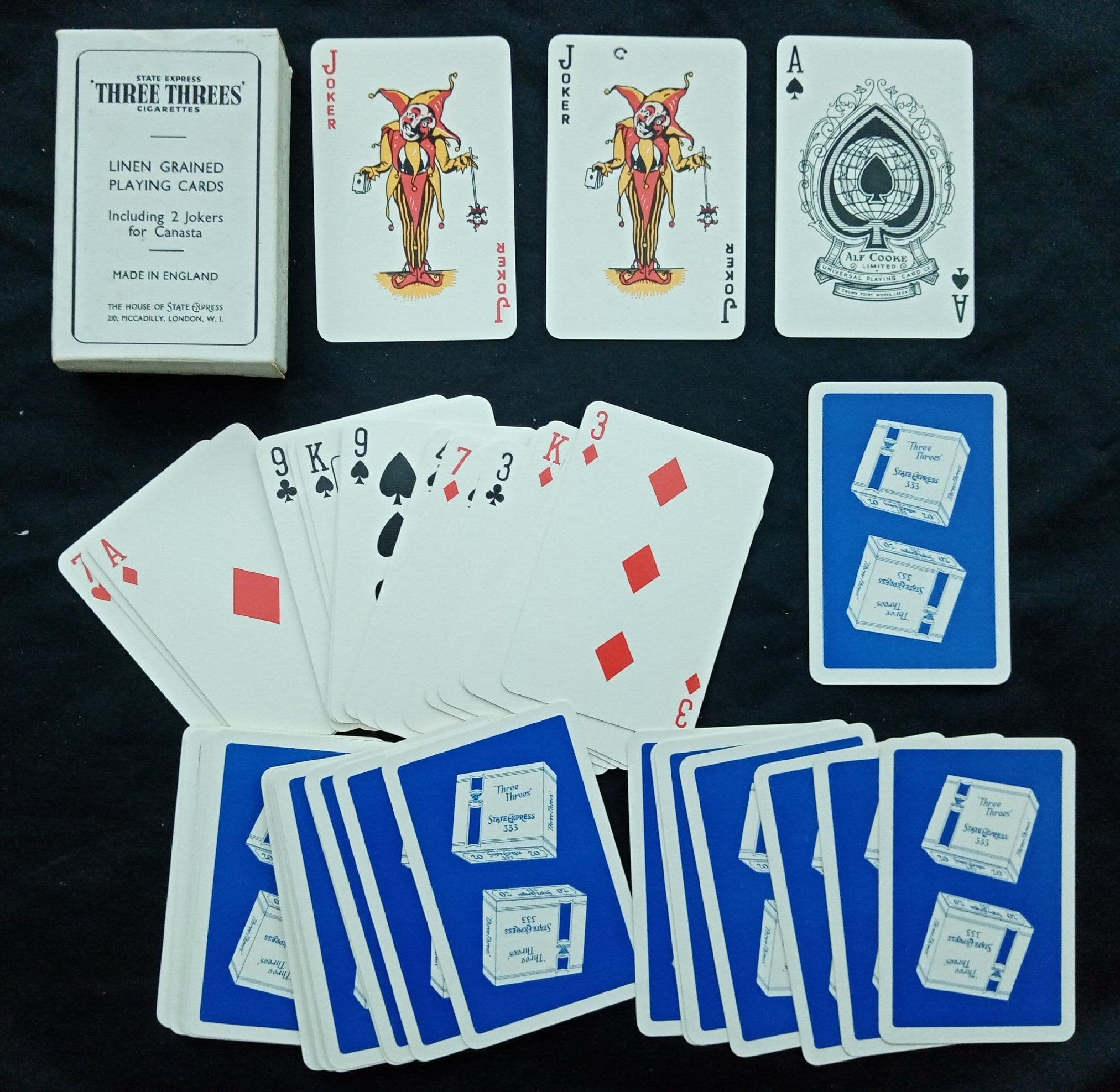 Cigarette Advertising playing cards State Express 333 cigarettes