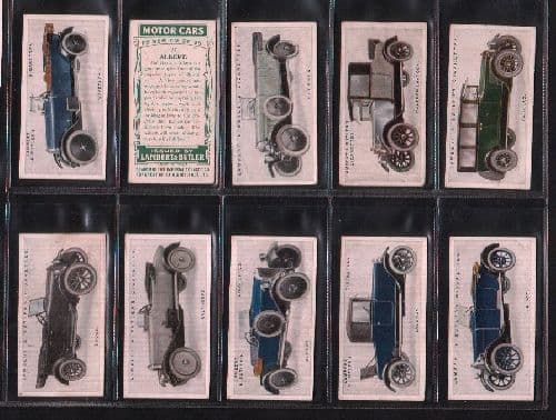 Cigarette cards Motor Cars 1923 set of 25 tobacco card