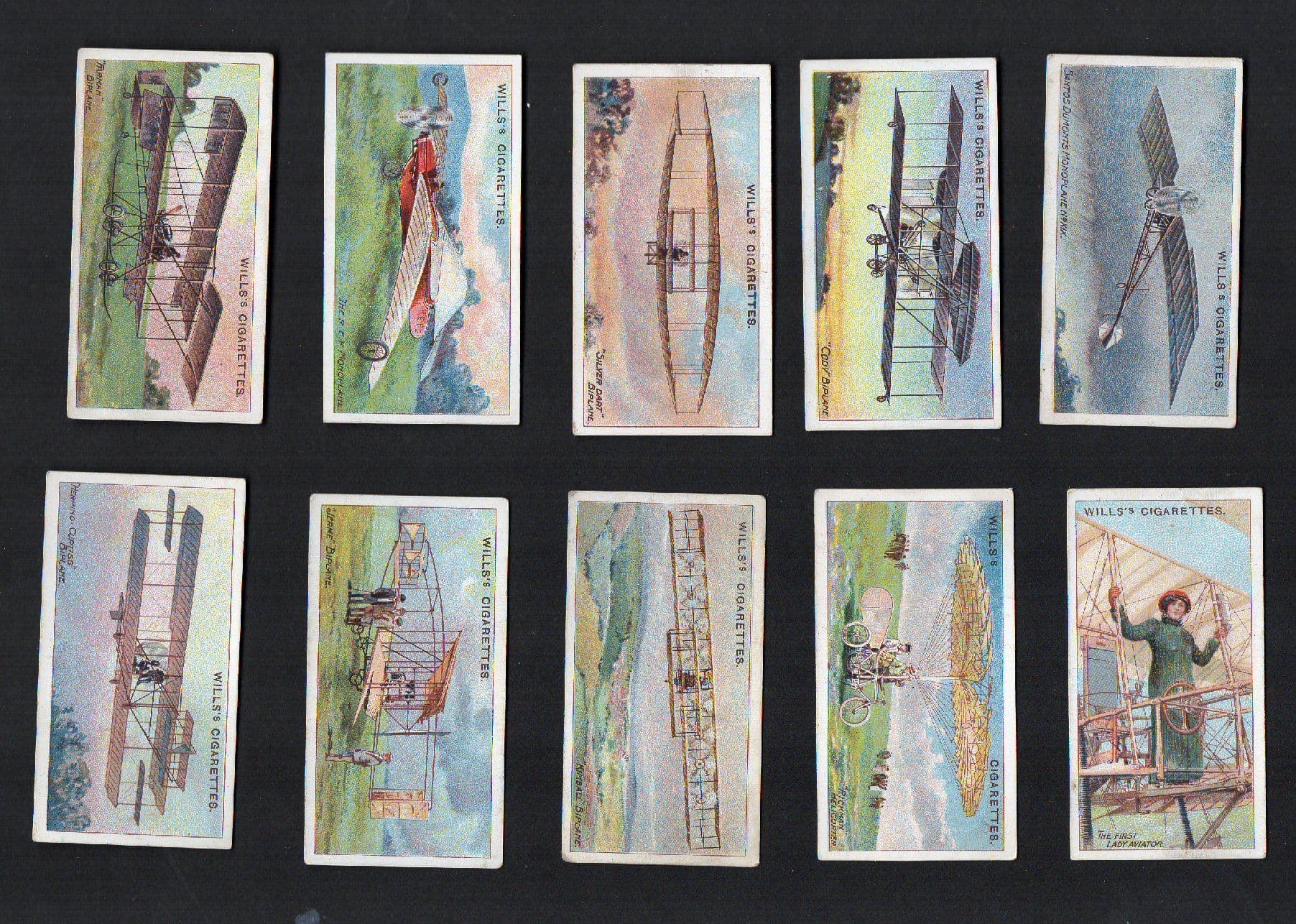 Cigarette cards set 1910 Aviation Airship Biplane Zeppelin Flying Ship
