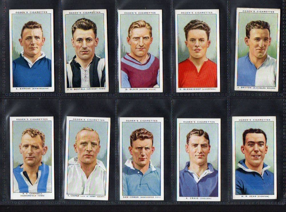 Cigarette cards set Football Club Captains 1936 DIXIE DEAN CHELSEA ARSENAL
