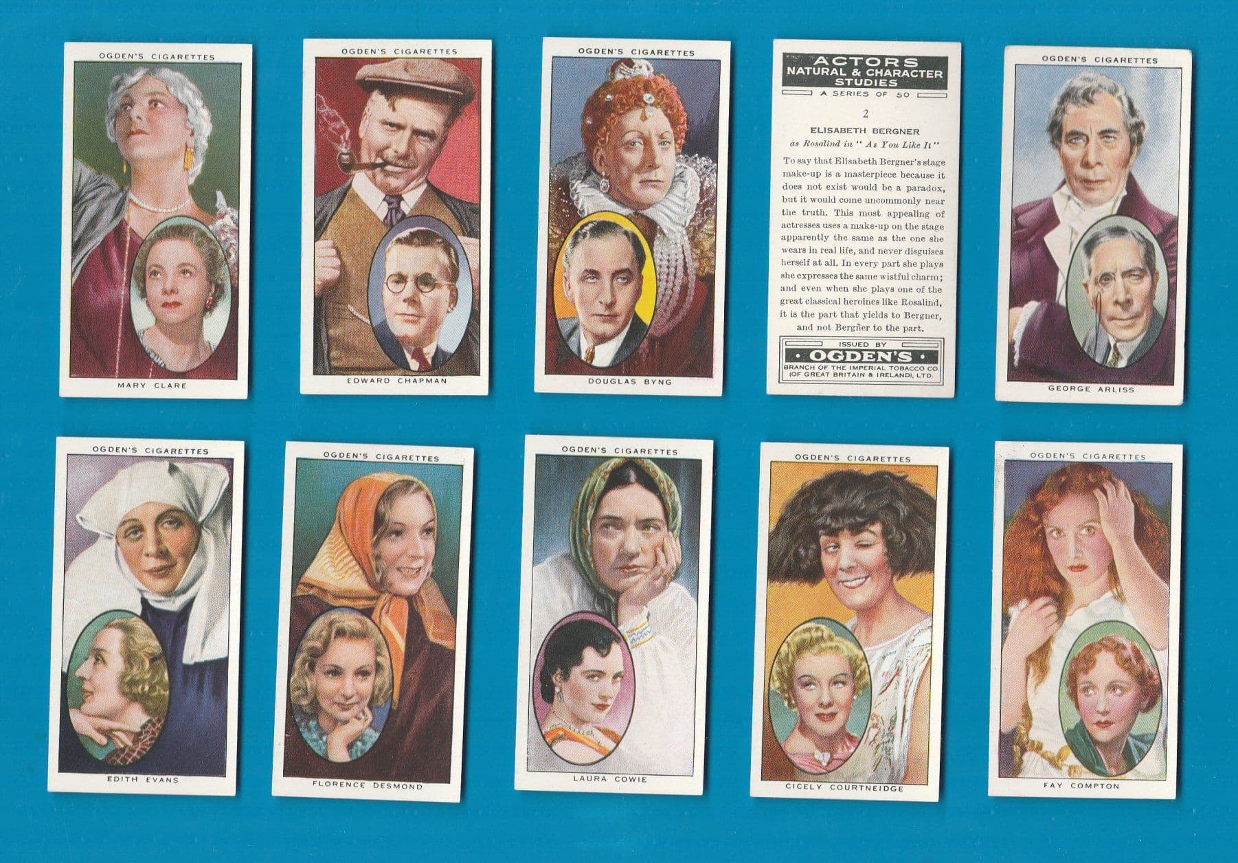 Collectable Cigarette cards Actors Natural & Character studies