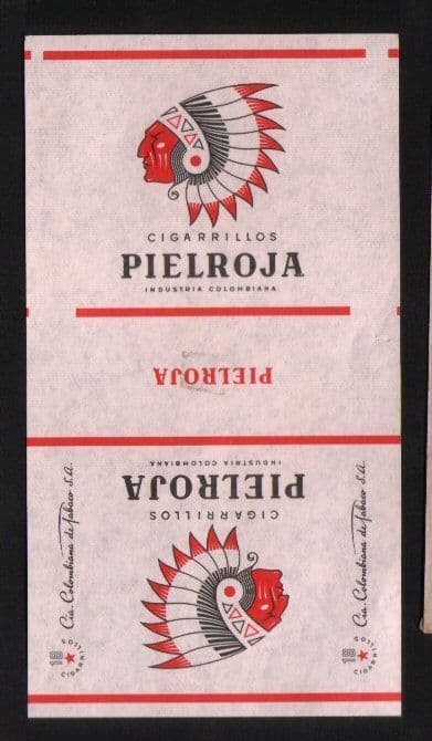 Collectable Cigarette packet Colombia Red Indian 672