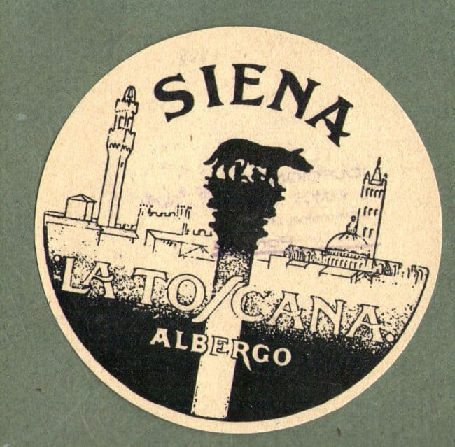 Collectable Hotel luggage label ITALY La Toscana Siena 557