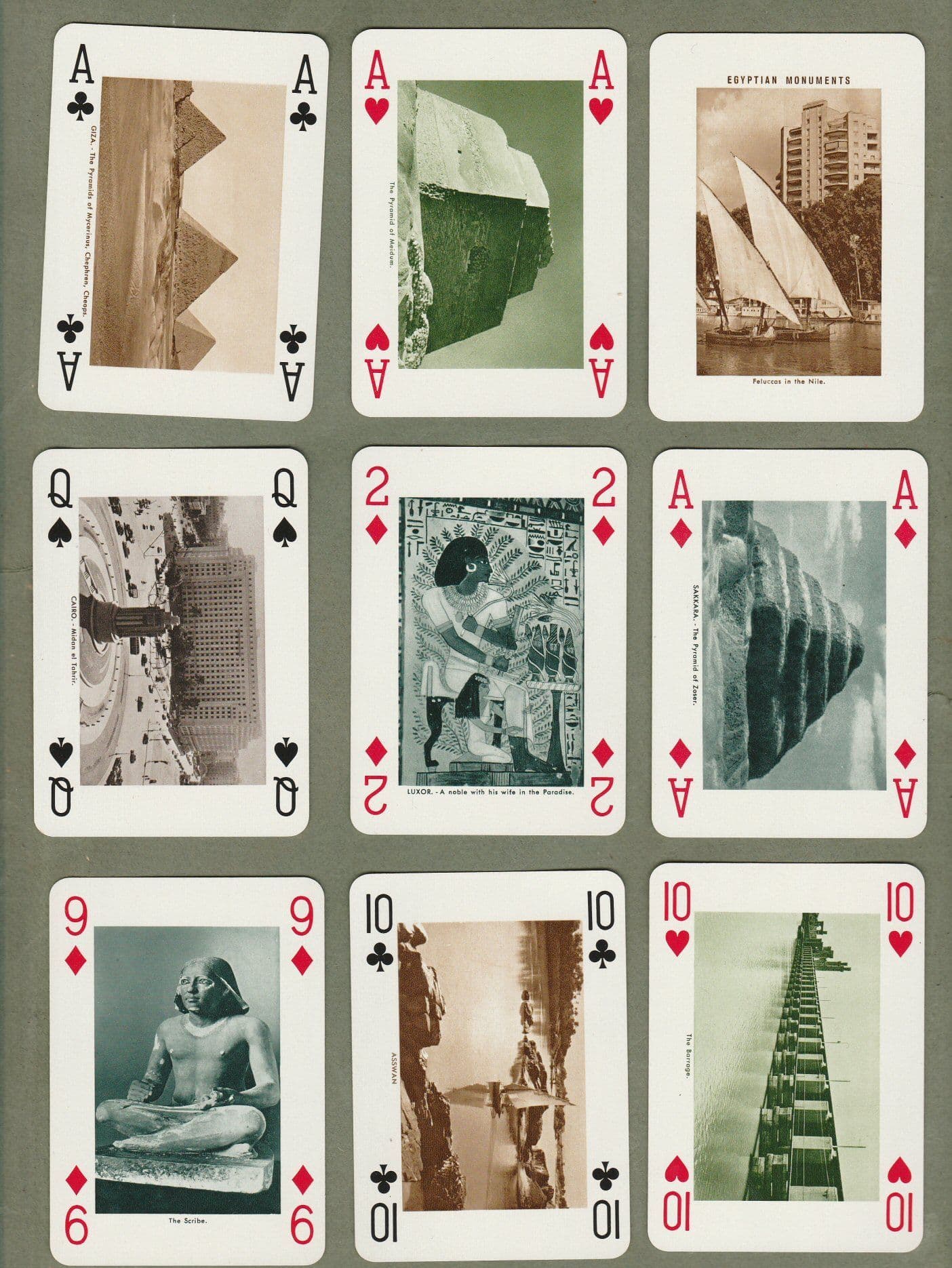 Collectable Vintage Souvenir playing cards Egyptian Monuments by Fournier