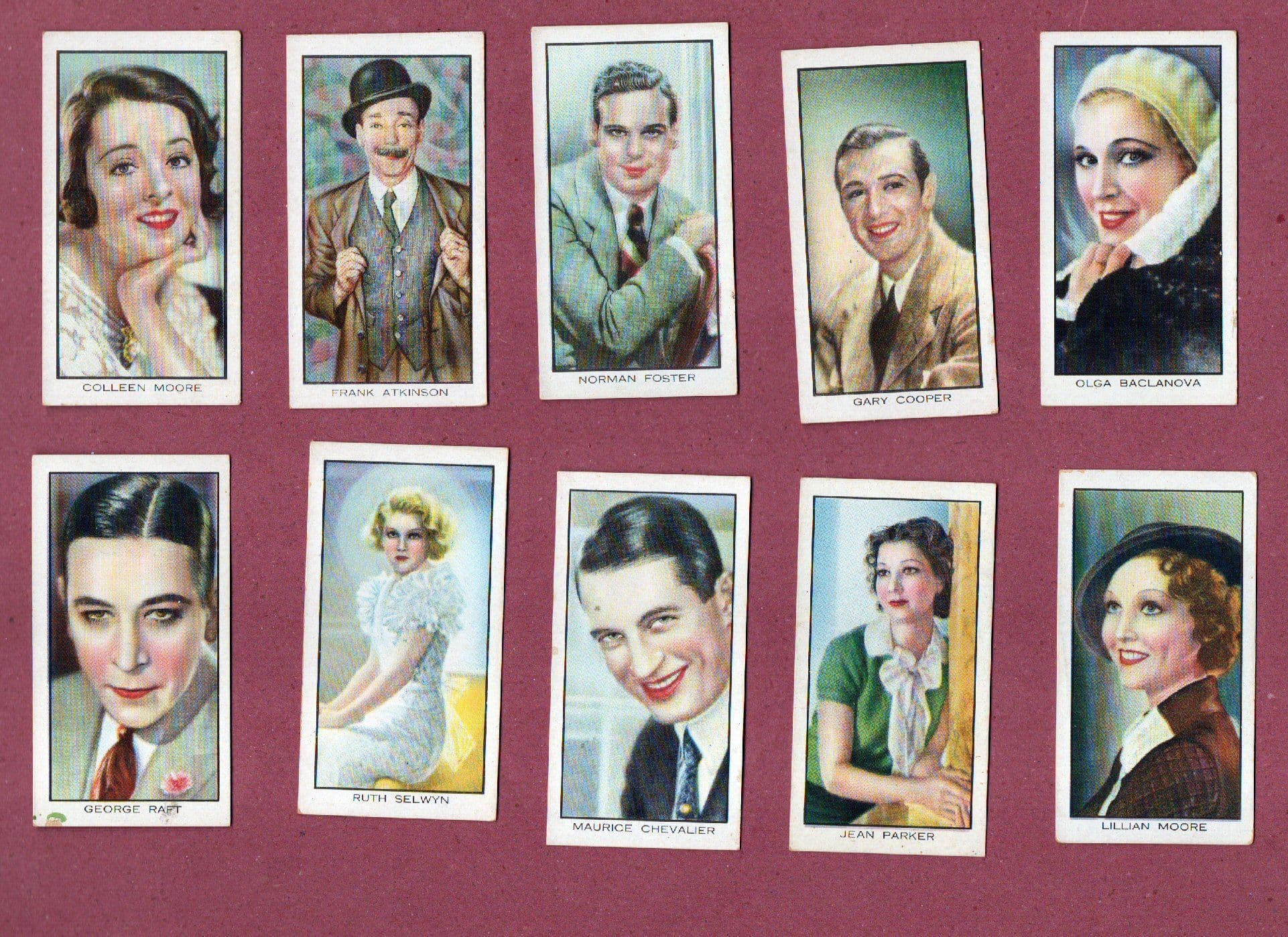 Collectible cigarette cards set Film Stars / Cinema Celebrities 1935