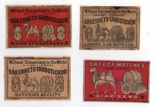 Collectible match box labels CHINA or JAPAN patriotic Camel 218