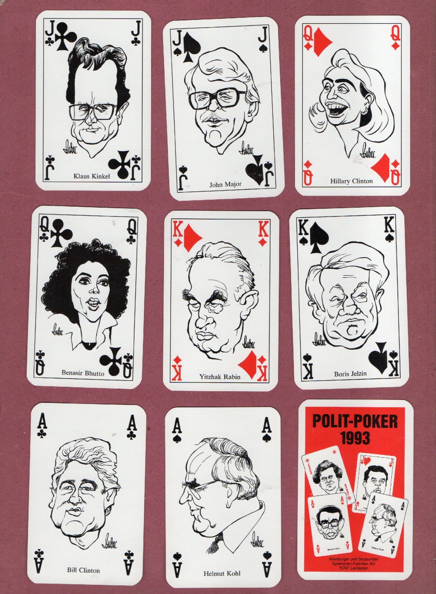 Collectible playing cards courts Polit-poker International 1993