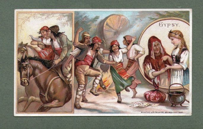 Gypsy Gipsy life RARE old coffee trade card 1890 s 156