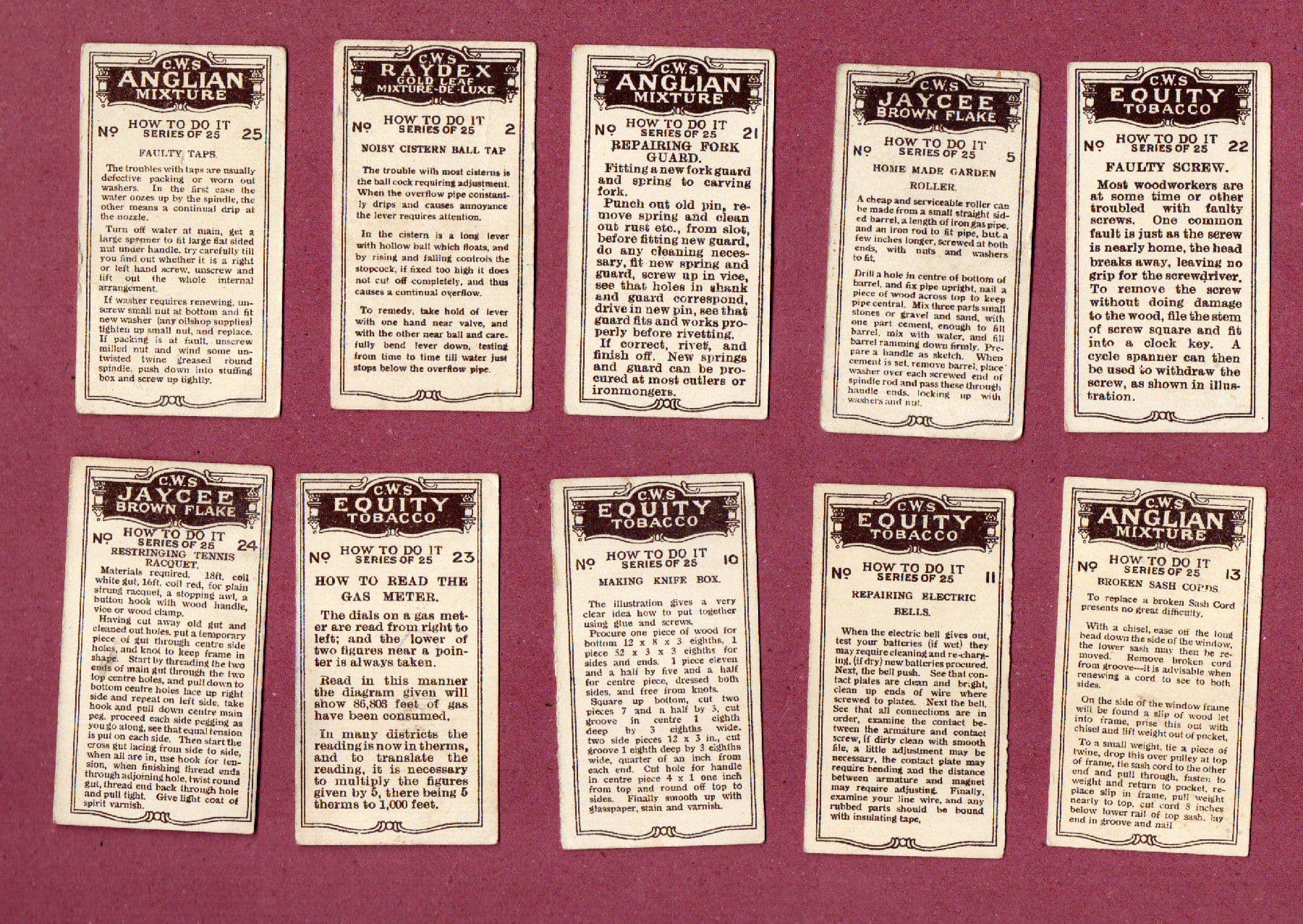 Tobacco Cigarette cards set How to do it 1924 by C W S