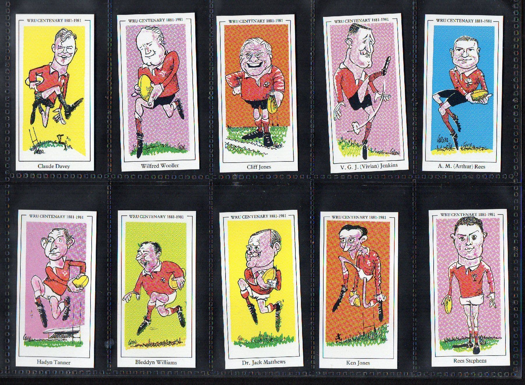Trade cards set 1981 by Welsh Rugby Union GREAT WELSH RUGBY PLAYERS