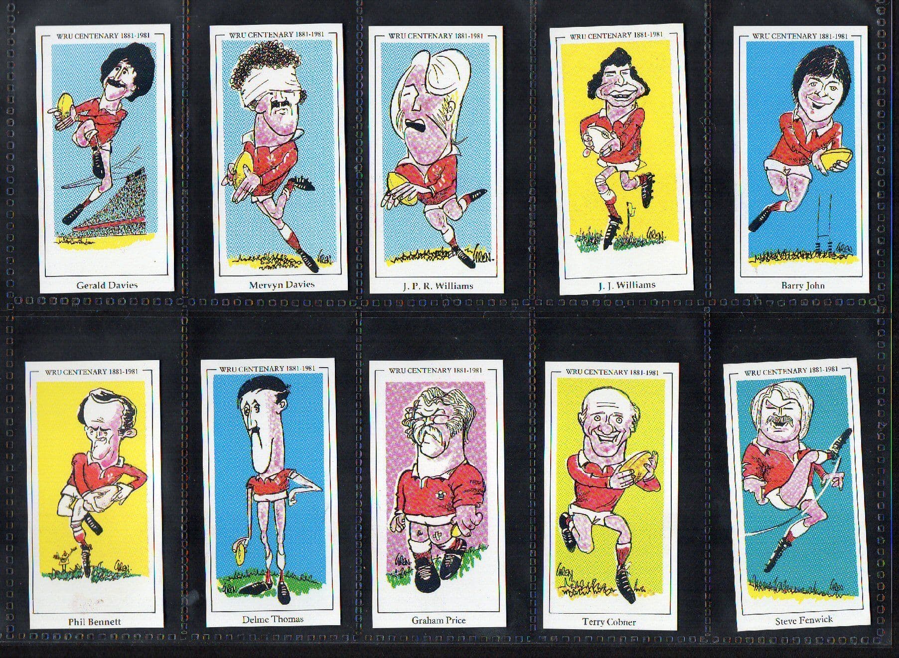 Trade cards set 1981 by Welsh Rugby Union GREAT WELSH RUGBY PLAYERS