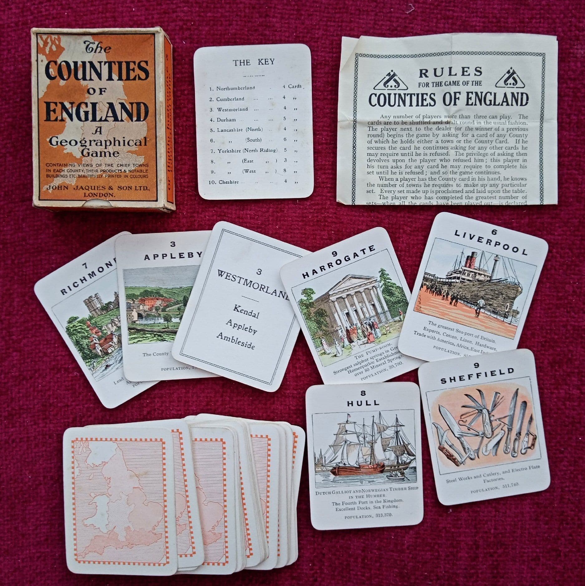 Vintage Collectible cards game Counties of England by Jaques Northern ...