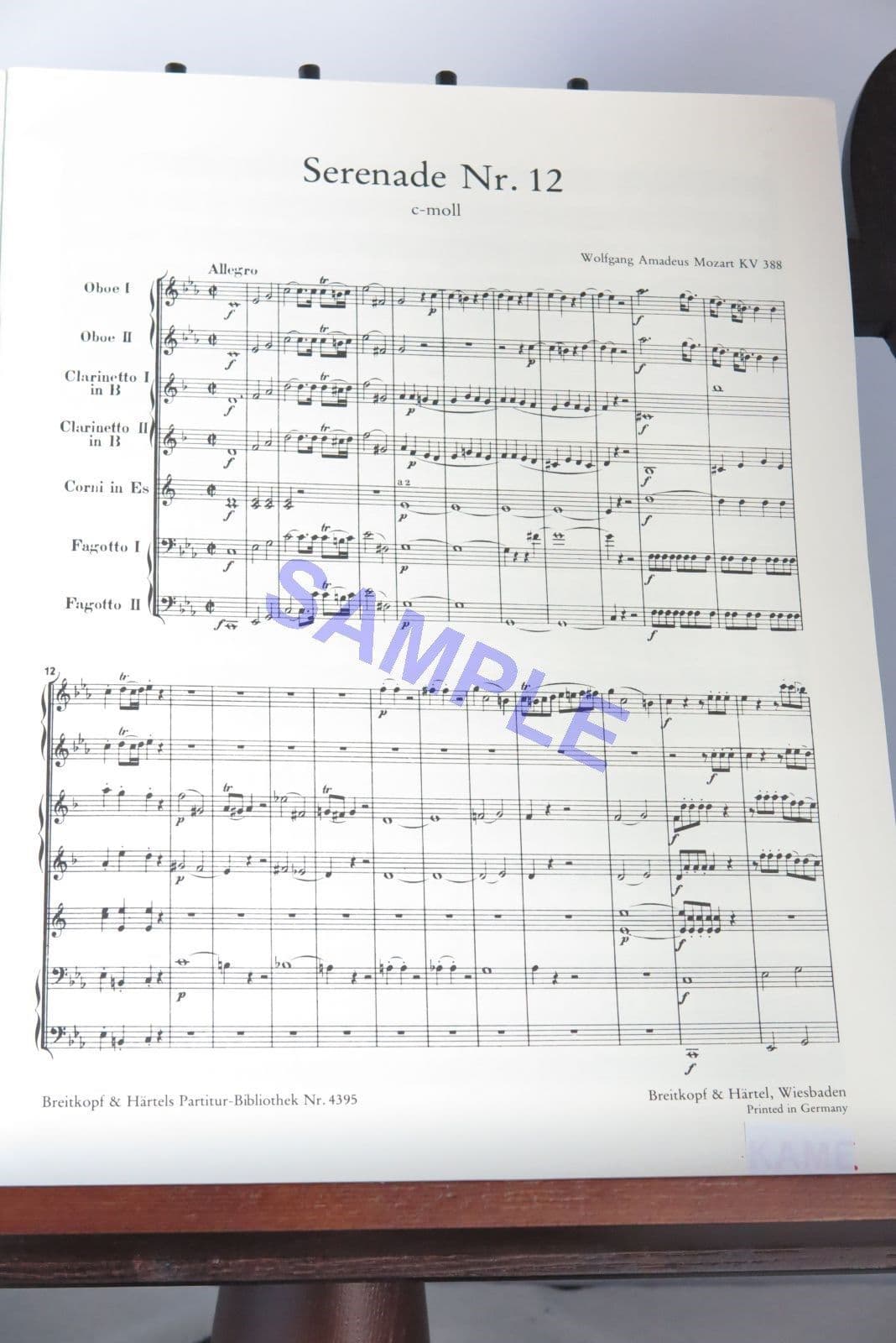 Mozart W A - Serenade No 12 in C Minor Nacht Musique KV 388 for 8 Wind ...