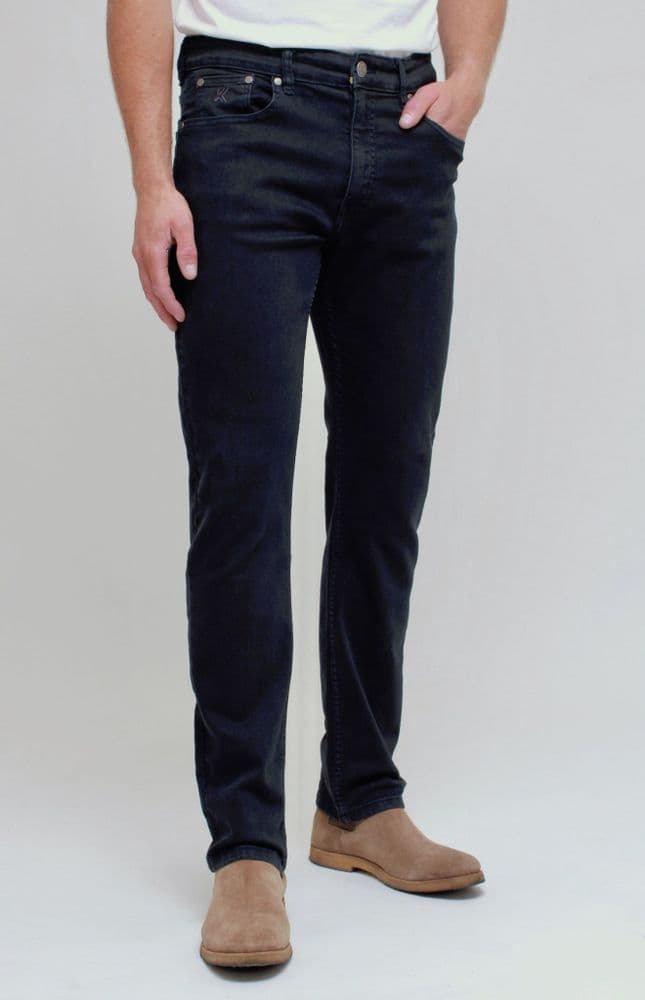 KAM EMBOSSED JEANS - BLUE/BLACK