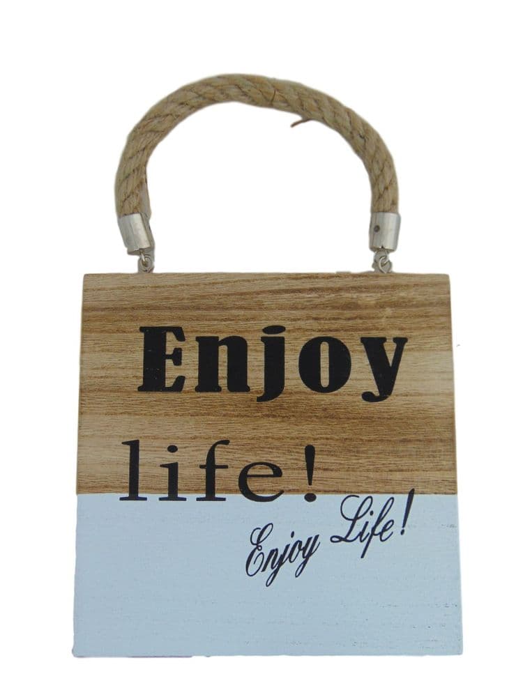 ENJOY LIFE SHABBY CHIC WOODEN HANGING SIGN
