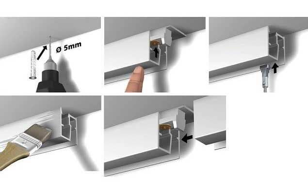 CEILING Picture Hanging White Rail for Ceilings 20kg inc fittings