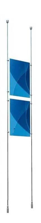 Ceiling-to-Floor Mounted Cable Poster Display Kit 2 x A3 Portrait Pockets
