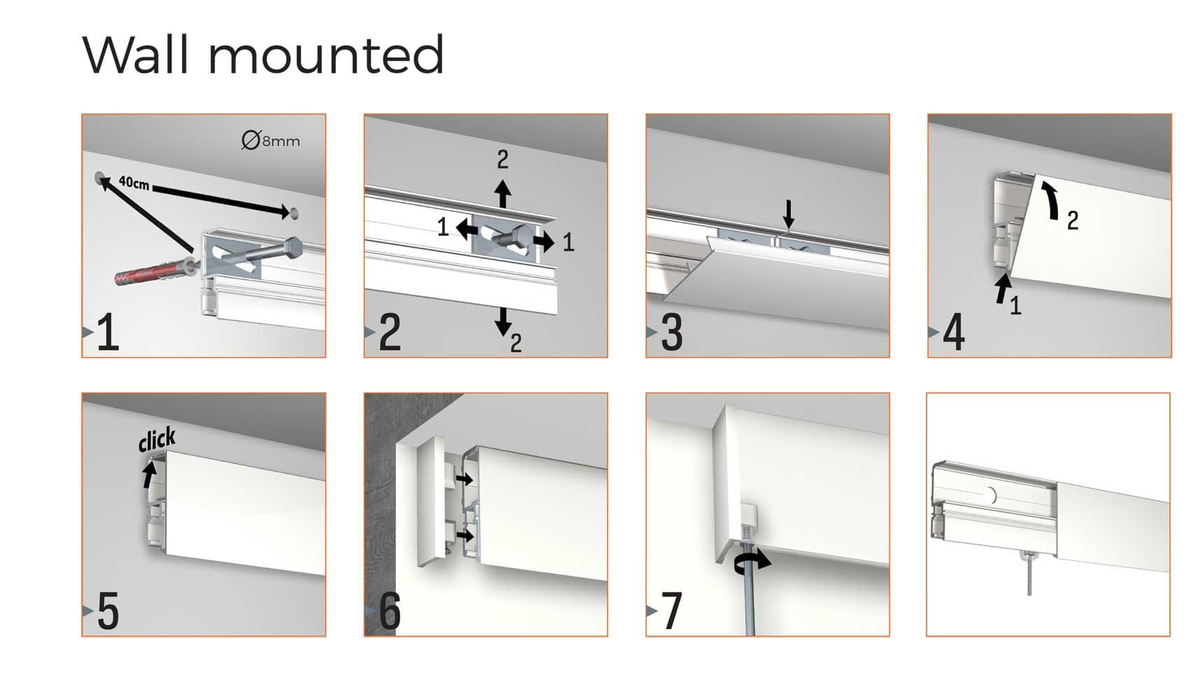 MUSEUM Wall Rail White 200cm inc fittings
