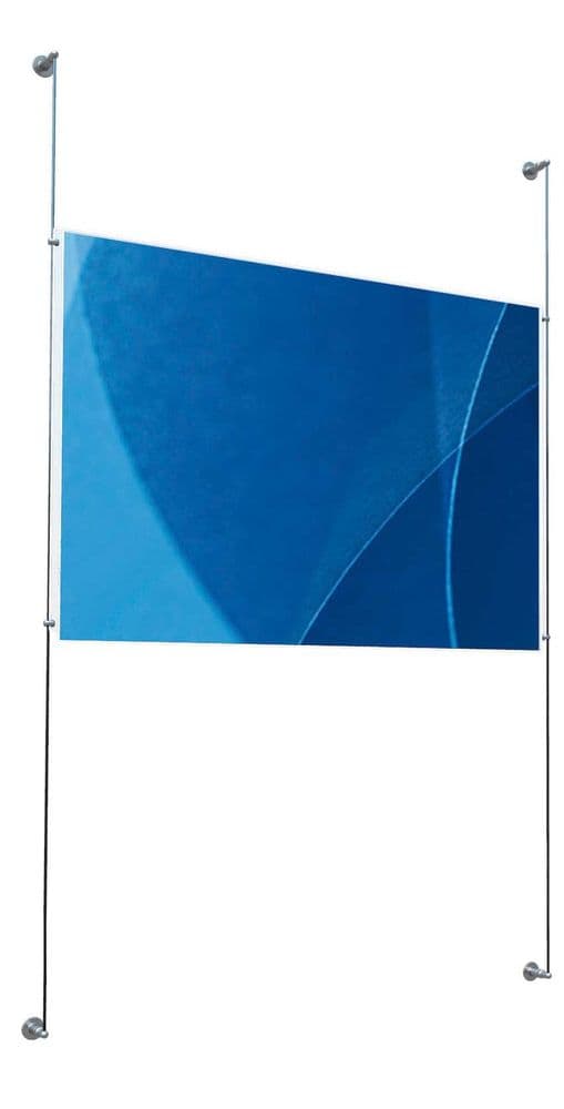 Wall Mounted Cable Poster Display Kit 1 x A1 Landscape Pockets