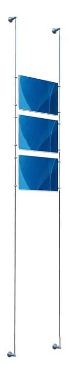Wall Mounted Cable Poster Display Kit 3 x A4 Landscape Pockets