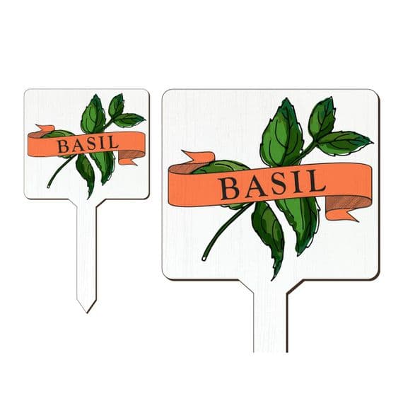 Basil White Garden Planter Sign