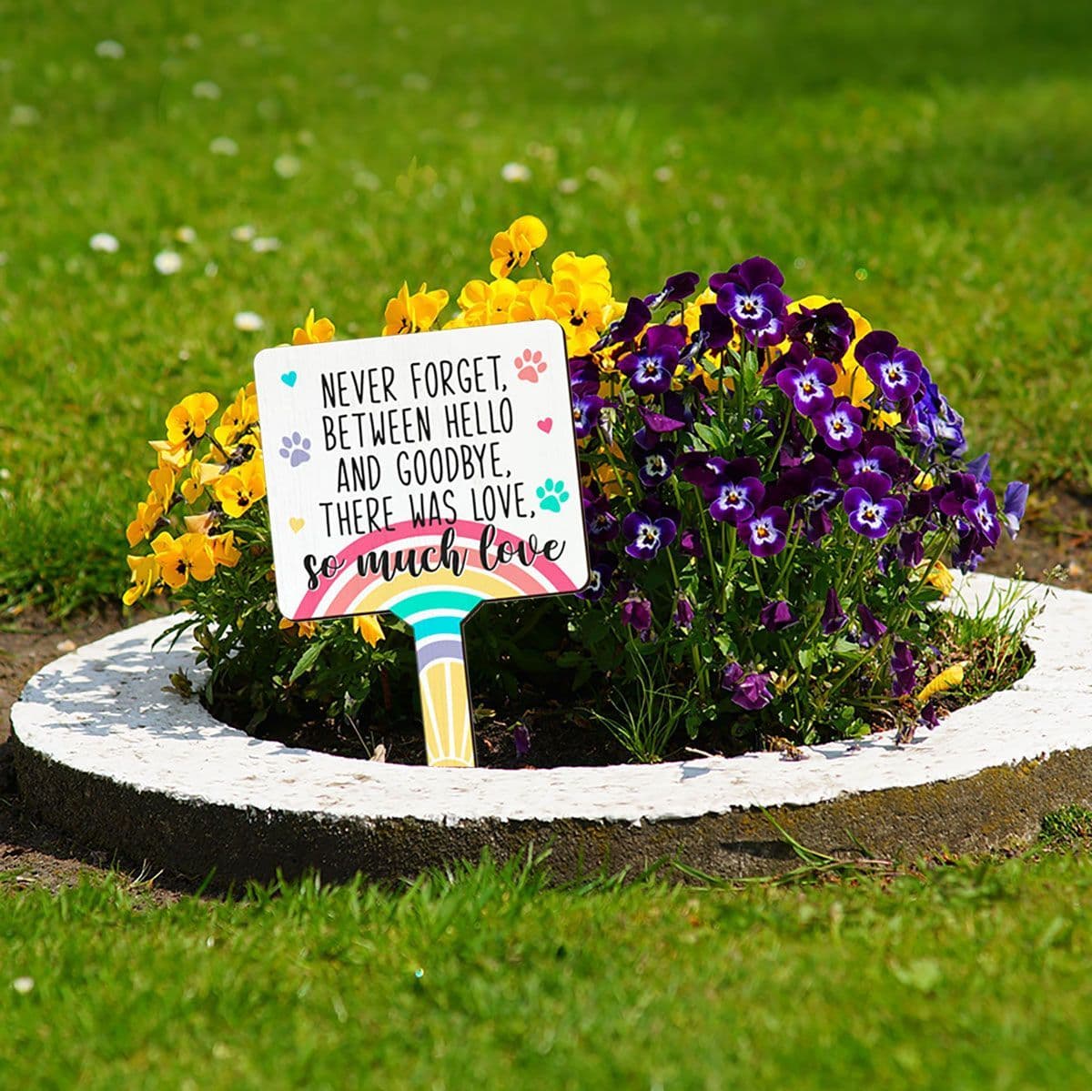 Between Hello Pet Memorial Garden Planter Sign