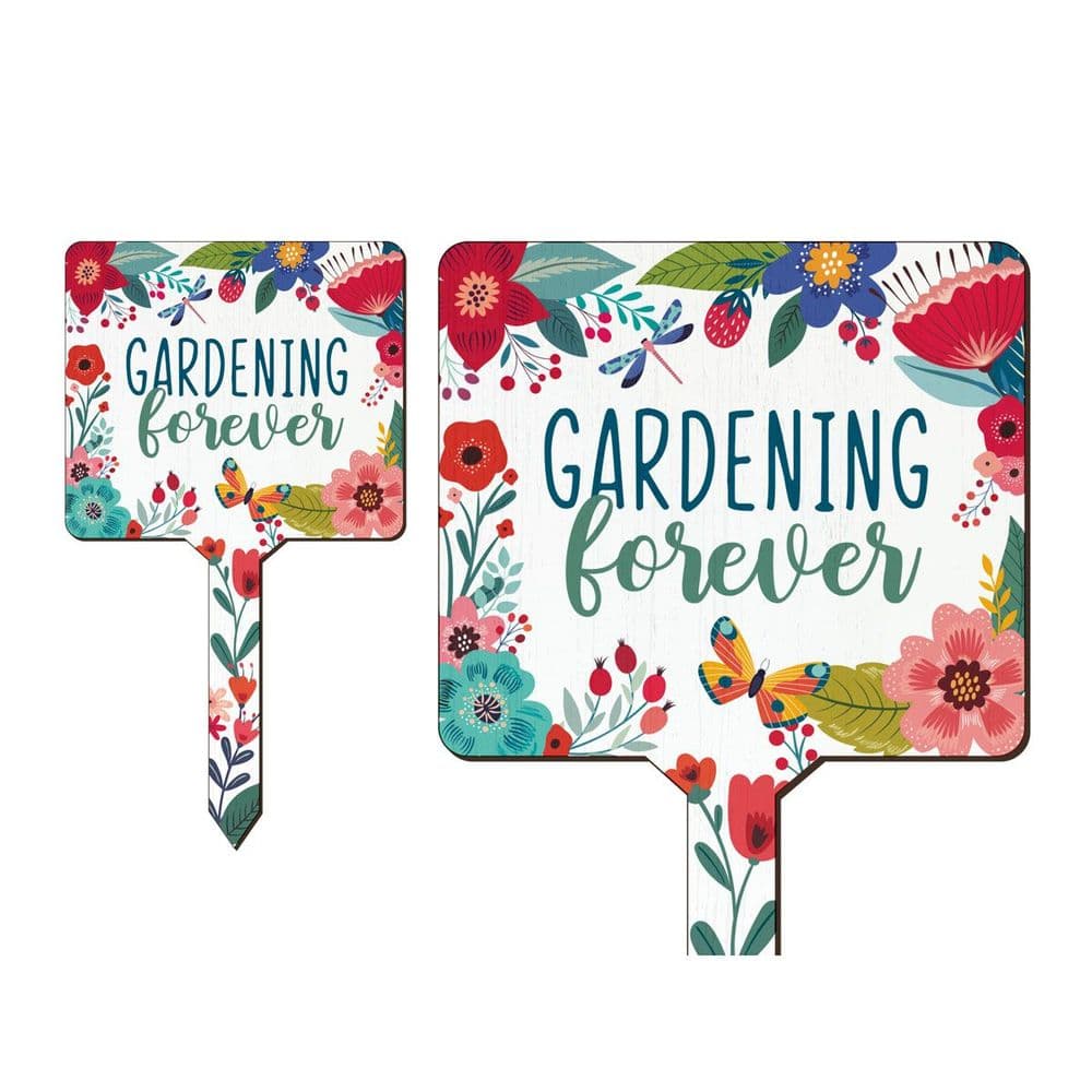 Gardening Forever Floral Planter Sign