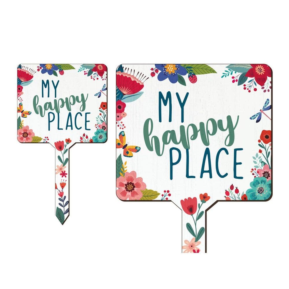 My Happy Place Floral Planter Sign