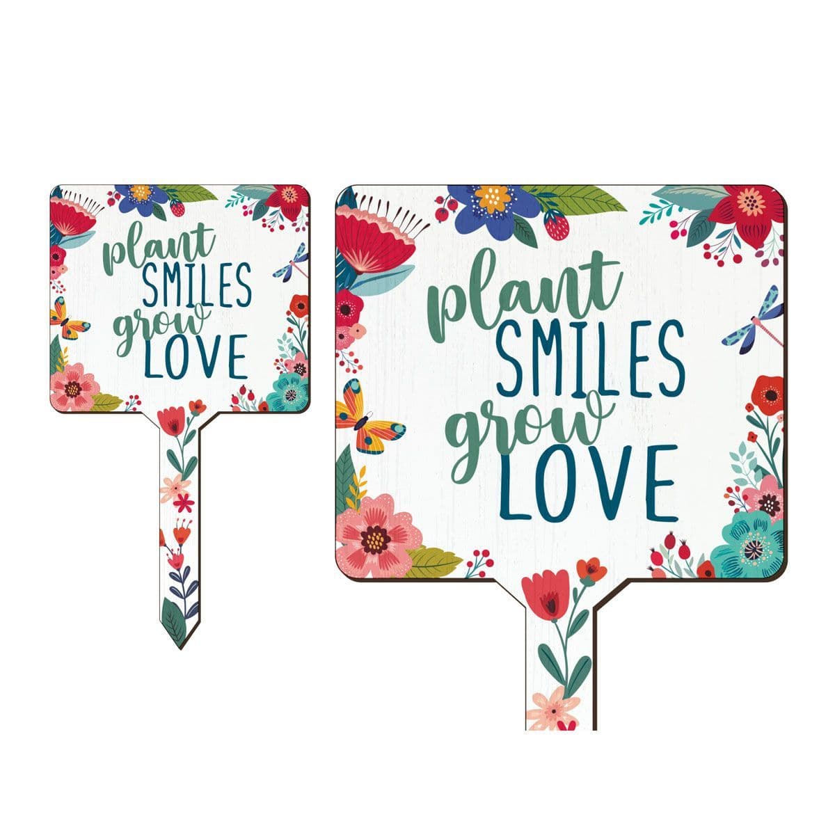 Plant Smiles Grow Love Floral Planter Sign