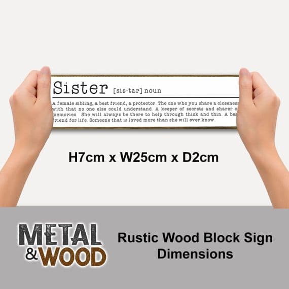 Sister Mini Rustic Wood Sign