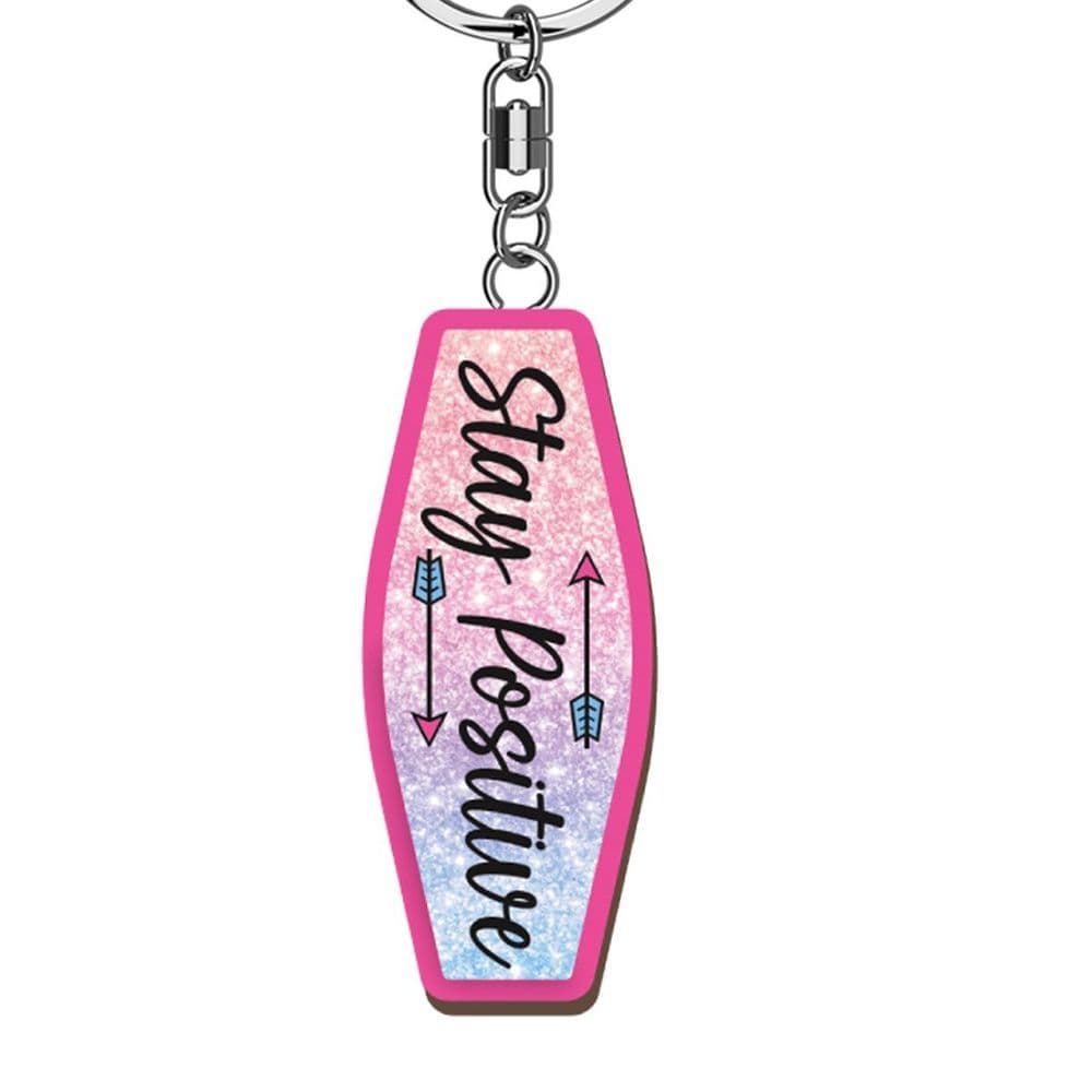 Stay Positive Wooden Keyring
