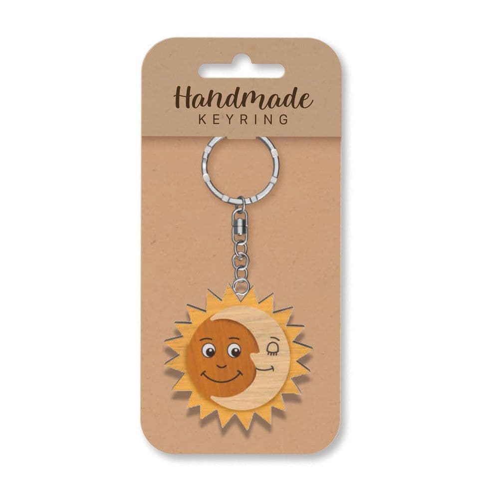 Sun and Moon Wooden Keyring