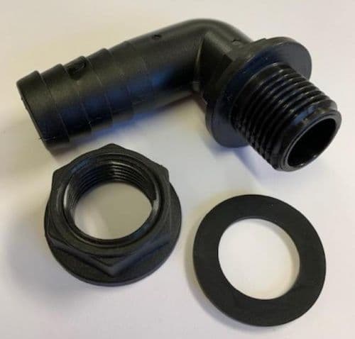 1/2" BSP - 20mm Barb Angled Tank Fitting With Seal And Nut ...