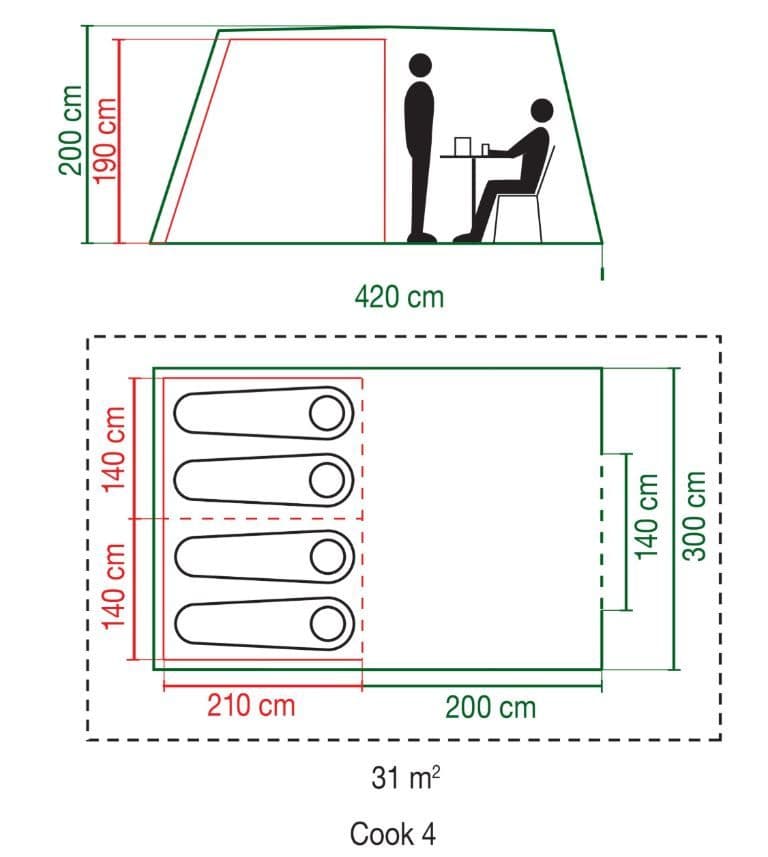 Coleman Cook 4 Tunnel Tent 2025 (2212433) - Grasshopper Leisure