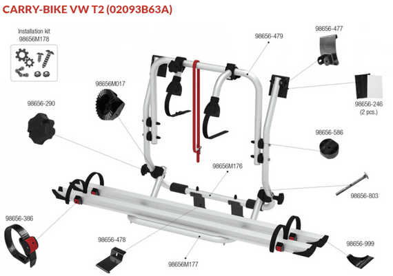Fiamma Carry-Bike VW T2 ( 02093B63A) Campervan Cycle Rack Carrier ...