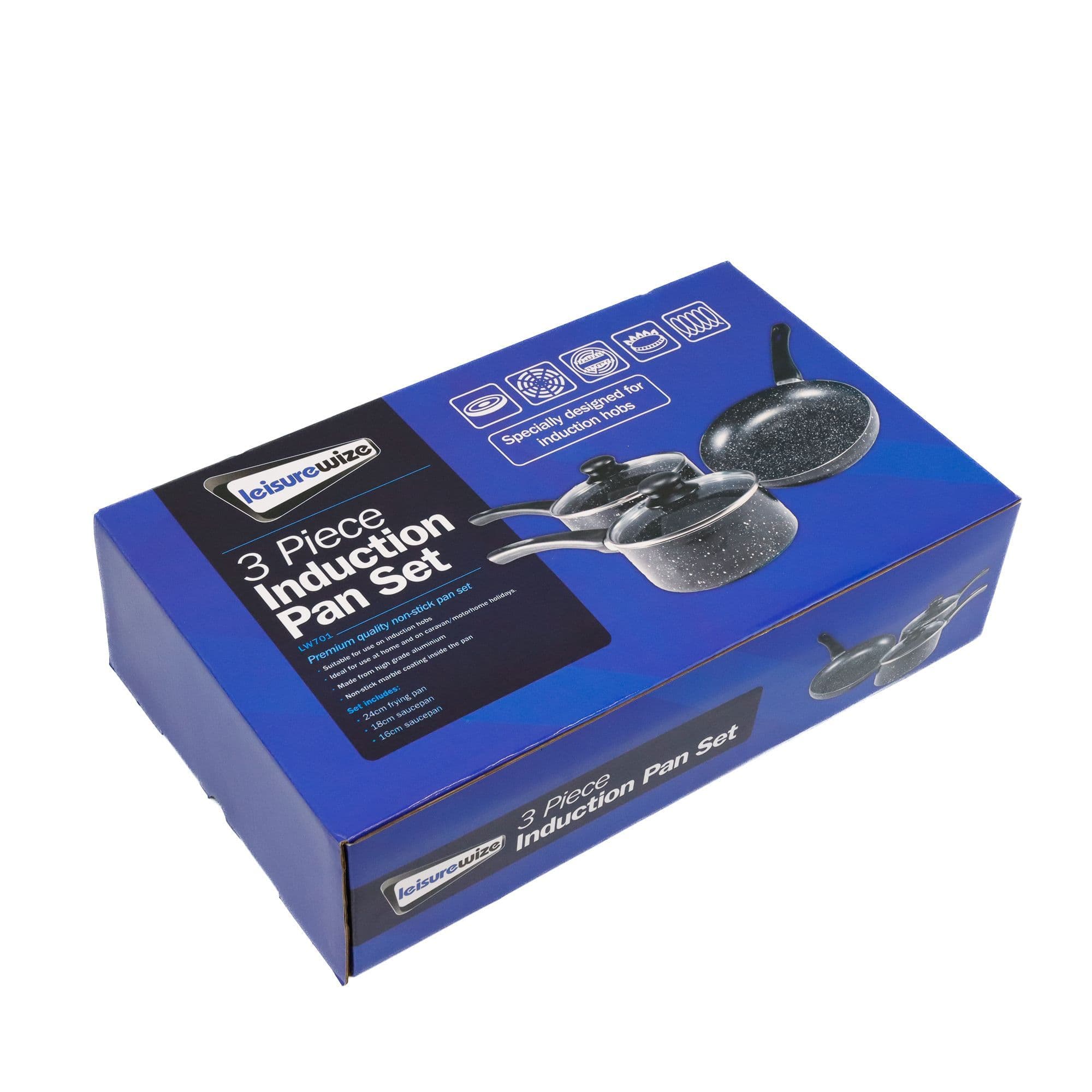 Leisurewize 3 Piece Induction Pan Set Black Marble LW701 - Grasshopper ...