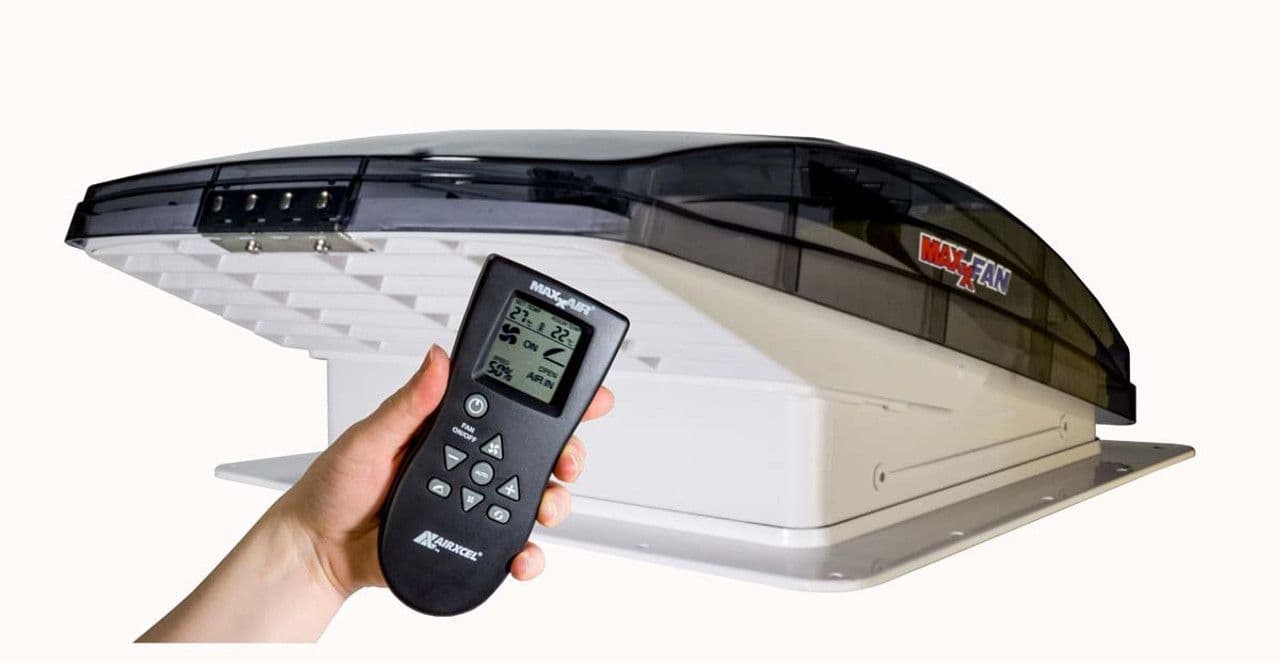 Maxxair Maxxfan Deluxe Roof Vent Fan With Remote Control 350 x 350mm ...
