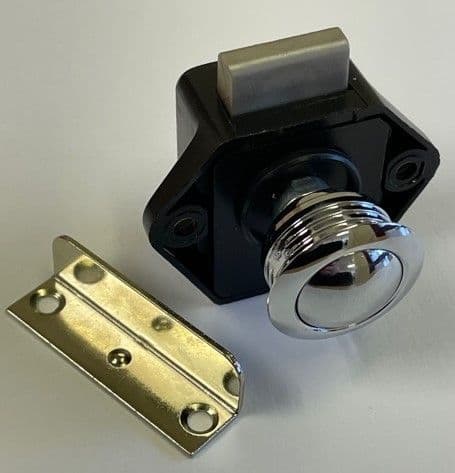 Mini Chrome (Effect) 15mm Push Button Door Catch, Handles, Knobs & Catches, Campervan ...