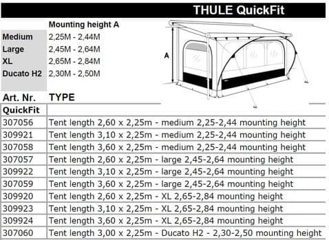 Thule Quickfit Ducato H2 Awning Privacy Room Tent Enclosure ...
