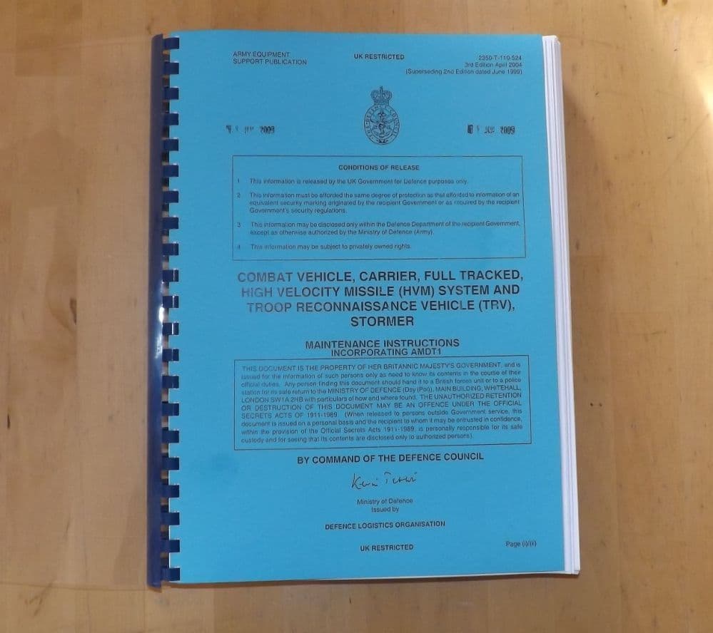 Alvis Stormer HVM TRV Maintenance Instructions 524