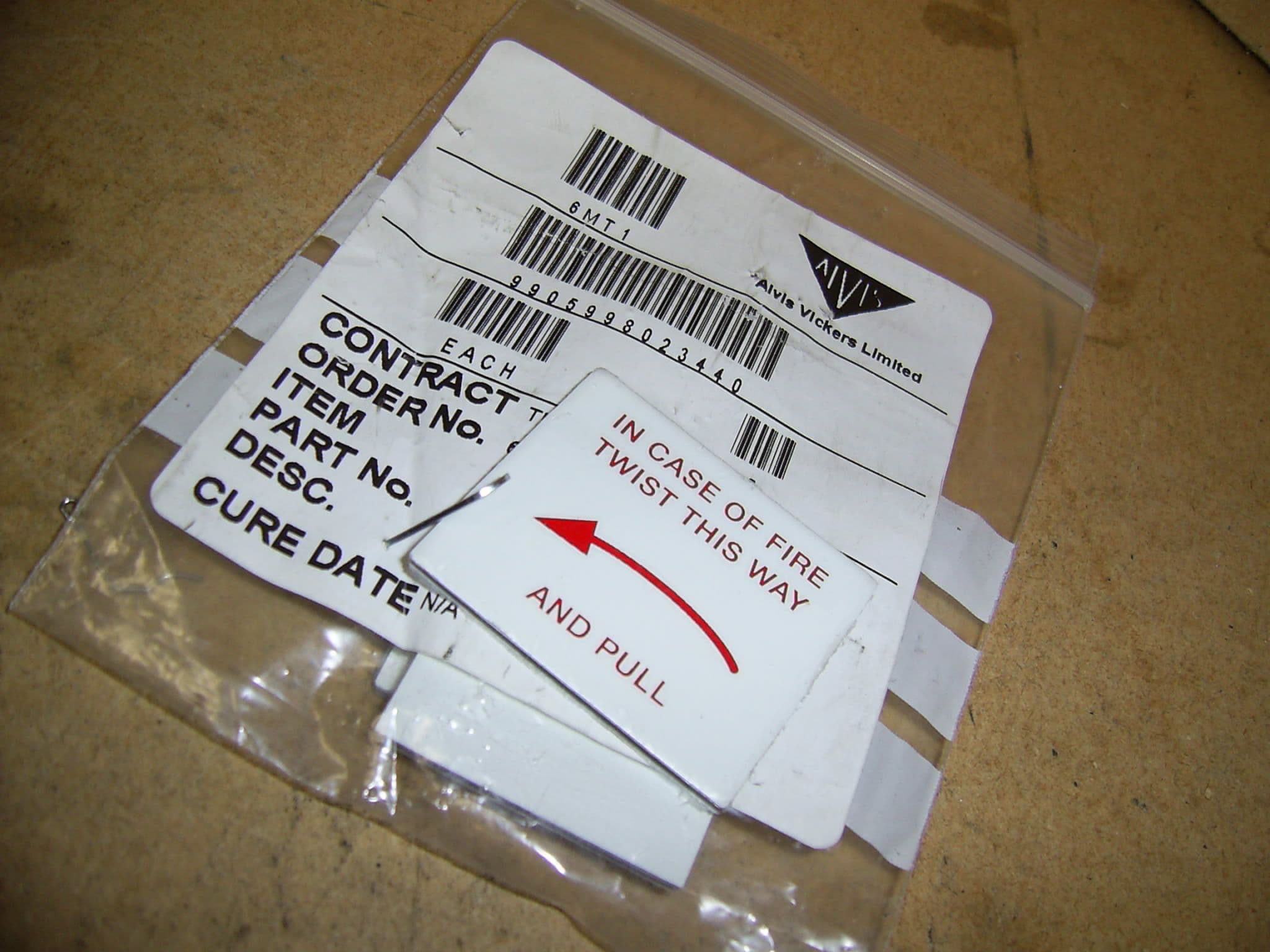 Armoured vehicle Fire warning sign